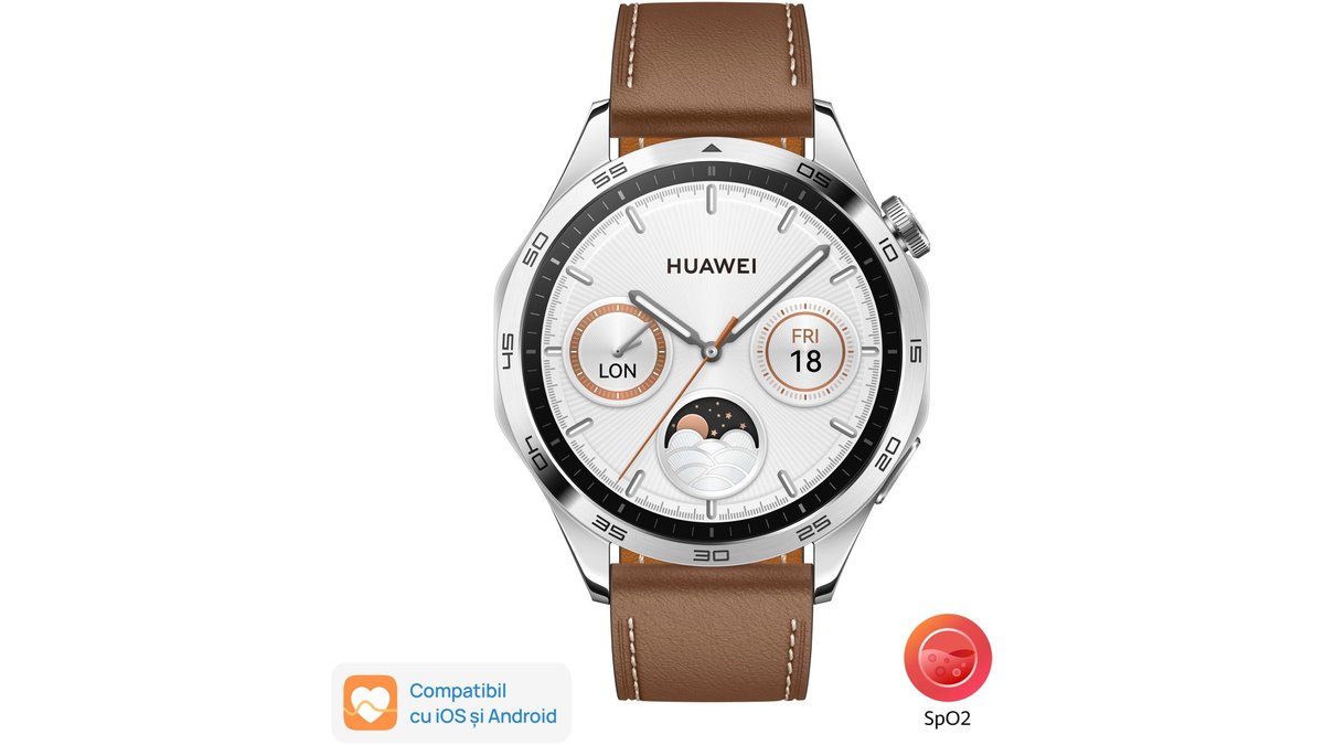 Smartwatch Huawei Watch GT 4, 46mm, Brown Leather Strap | eMAG Crangasi | Wolt