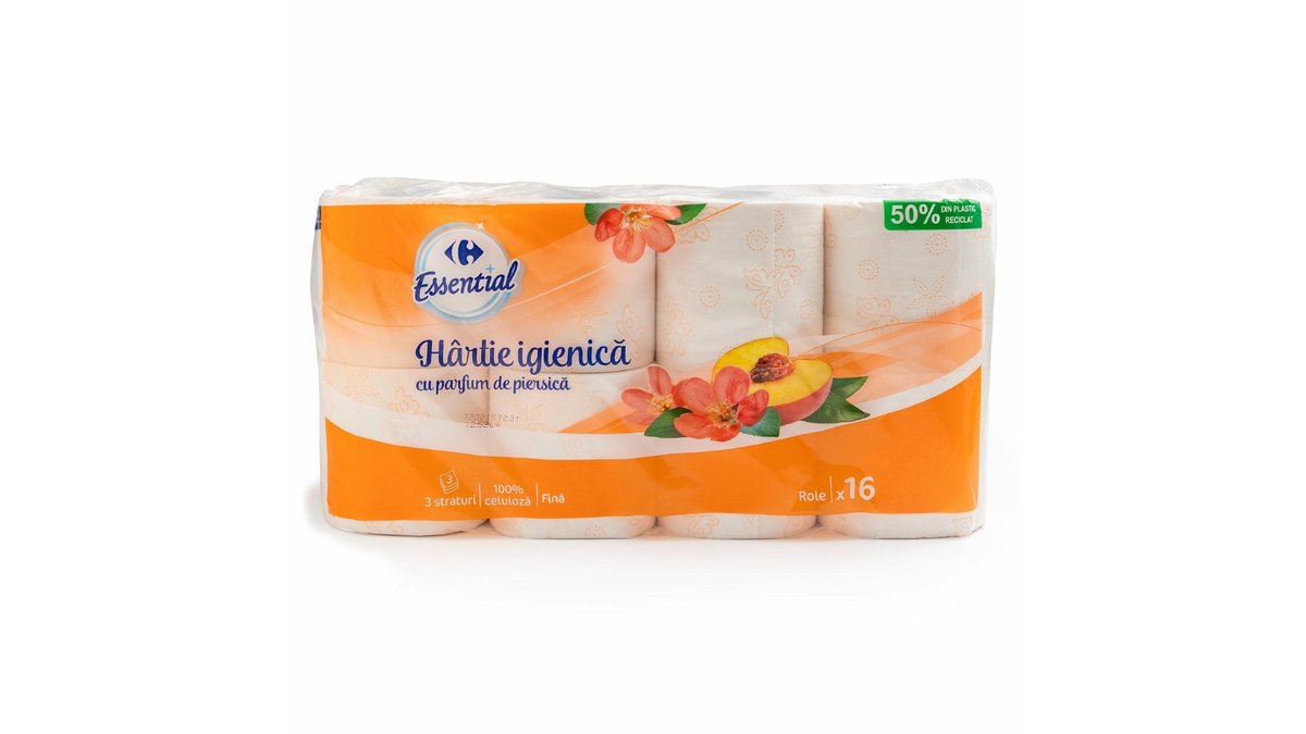 Hartie igienica cu parfum de piersica 16 role 3 straturi Carrefour ...