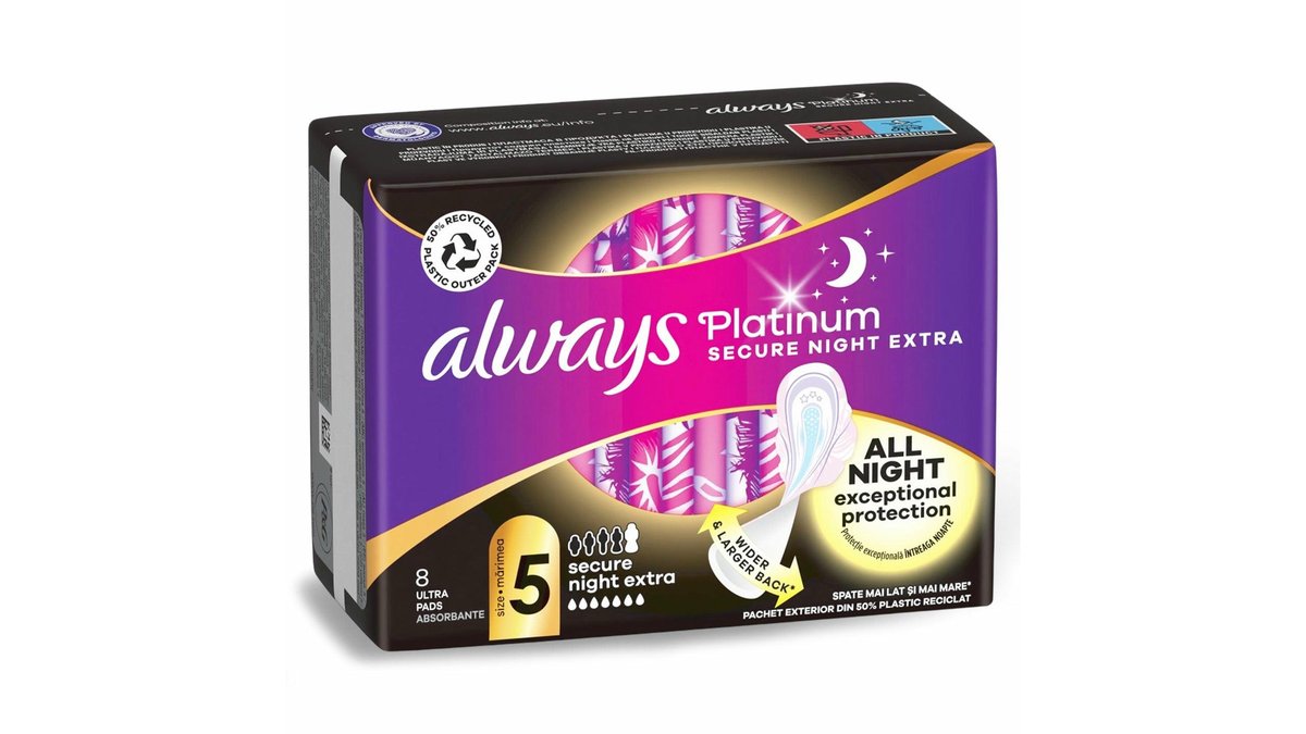 Absorbante Always Platinum Secure Night Extra, 8 buc | Carrefour ...
