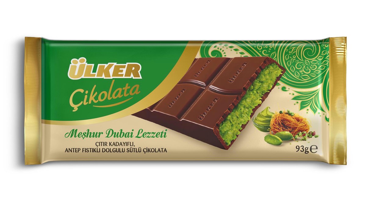 Ulker Ciocolata Dubai Cu Umplutura 35% De Fistic Si Cataif 93G | Carrefour Hypermarket Vulcan ...