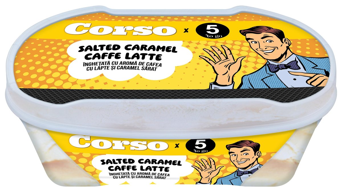 Inghetata caramel sarat si caffe latte 5 To Go 900g Corso | Carrefour ...