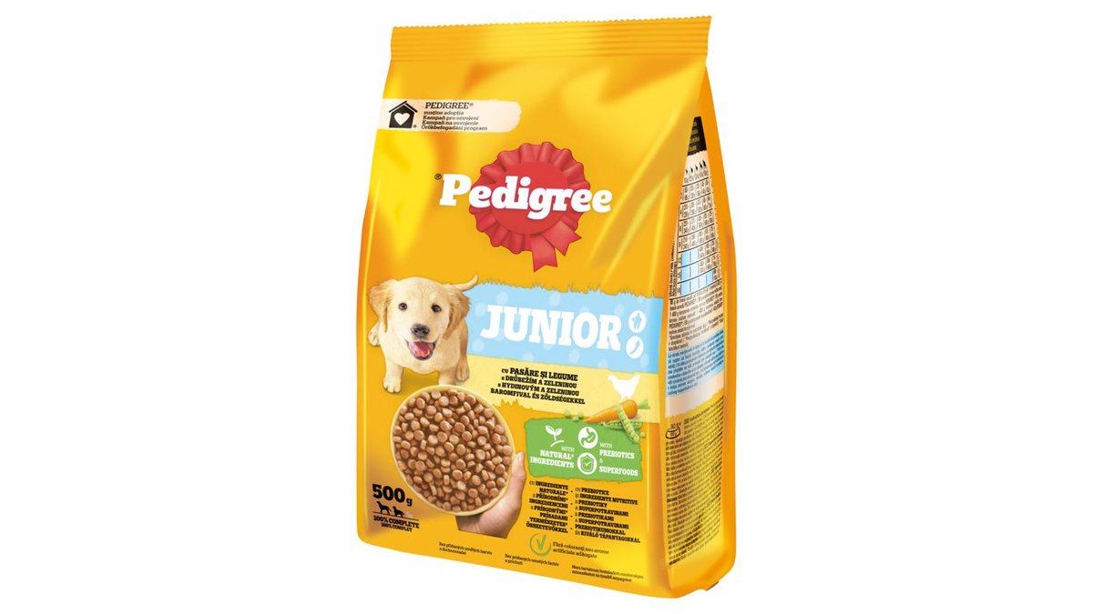 Pedigree Junior teljes értékű szárazeledel kölyökkutyák számára baromfival és zöldségekkel, 500 ...