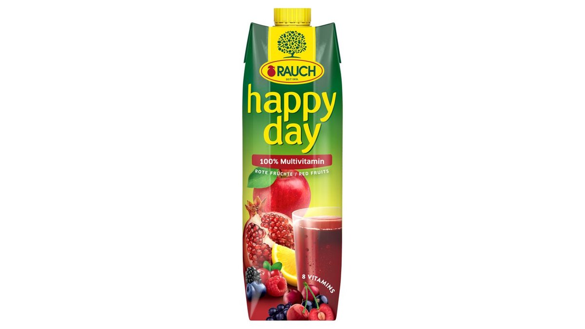 Rauch Happy Day 100%, piros multivitamin vegyes gyümölcslé részben sűrítményből, 8 vitaminnal ...