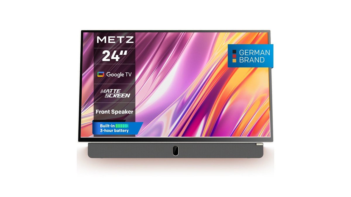 Televizor portabil METZ LED 24MPE7000, 60 cm, Smart Google TV, adaptor alimentare 12V, Full HD ...