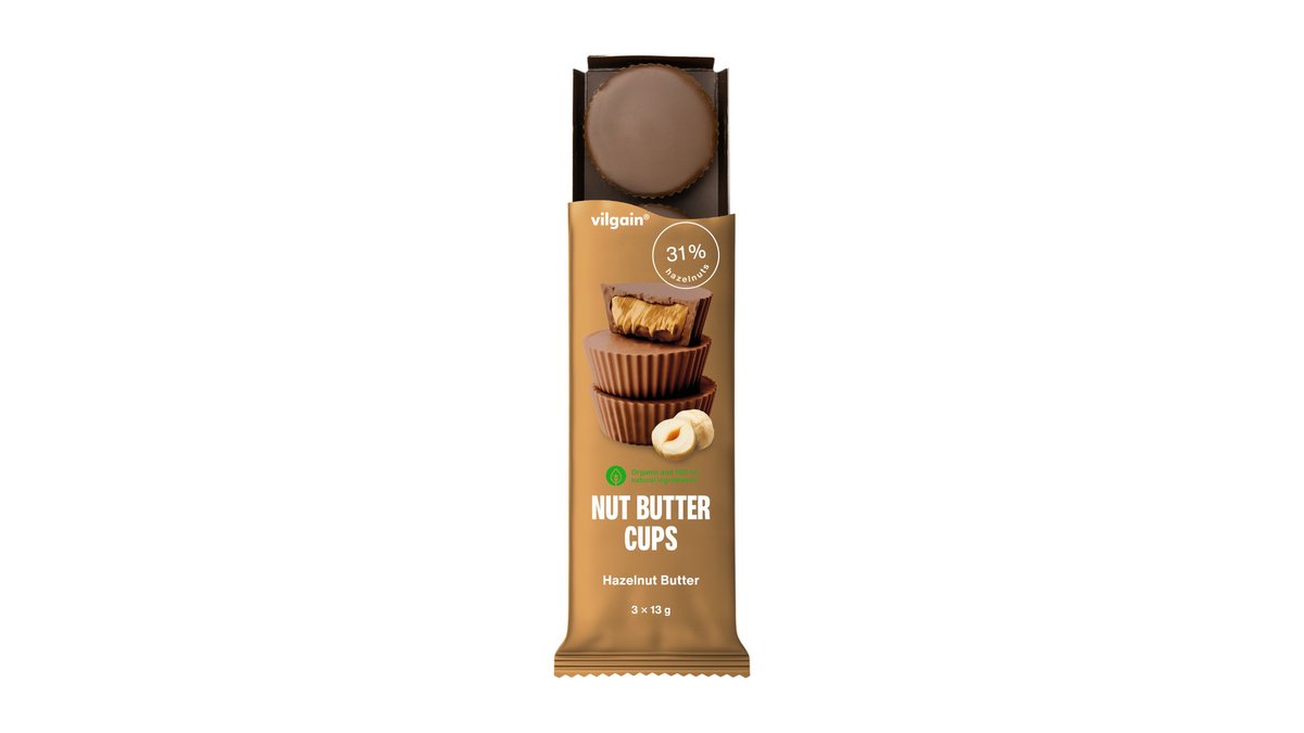 Vilgain Nut Butter Cups Bio lískooříškové máslo (3 x 13 g), 39 g | Wolt ...