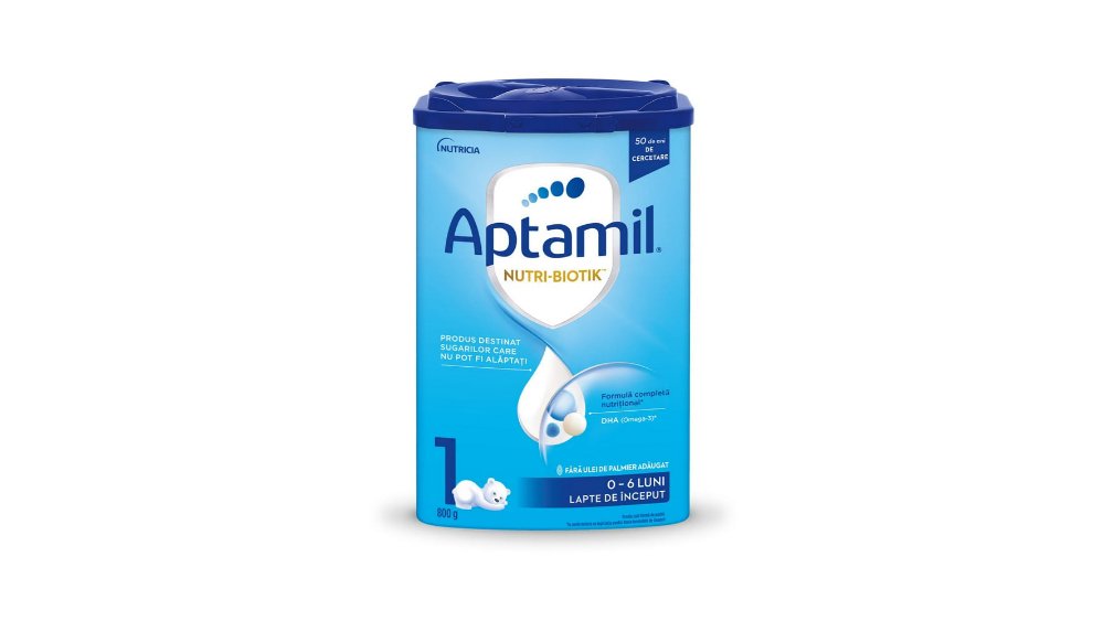 Formula de lapte Aptamil Nutri-Biotik 1, 0-6 luni, 800g | Auchan ...