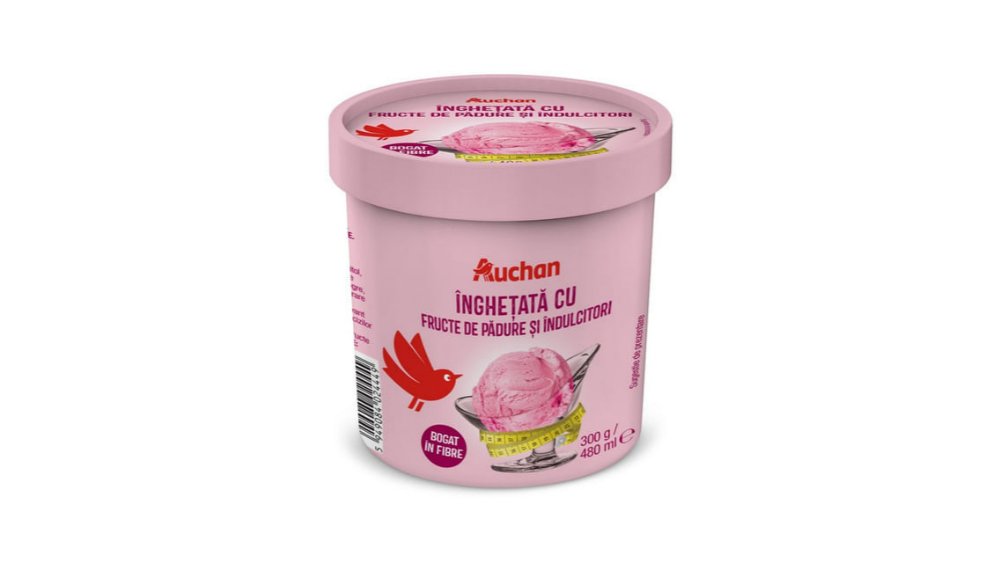 Inghetata cu fructe de padure si indulcitori Auchan, fara zahar, 480 ml ...