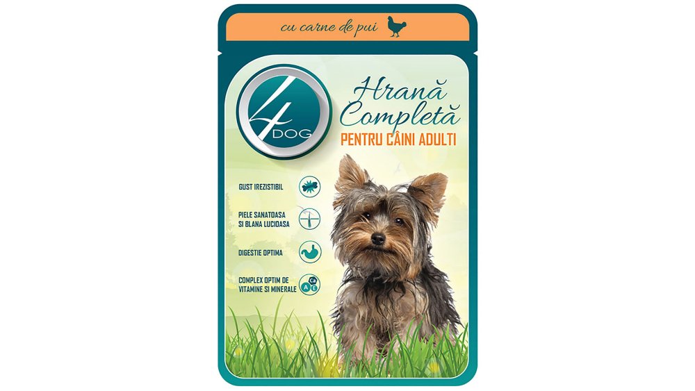 Hrana umeda pentru caini 4Dog cu carne de pui in sos, 100g | Auchan - Craiovita | Wolt
