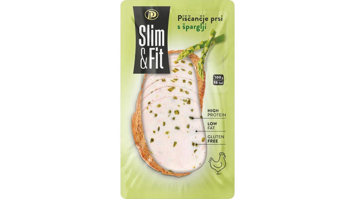 Narezek Slim & Fit, piščančje prsi, s šparglji, Perutnina Ptuj, 100 g ...