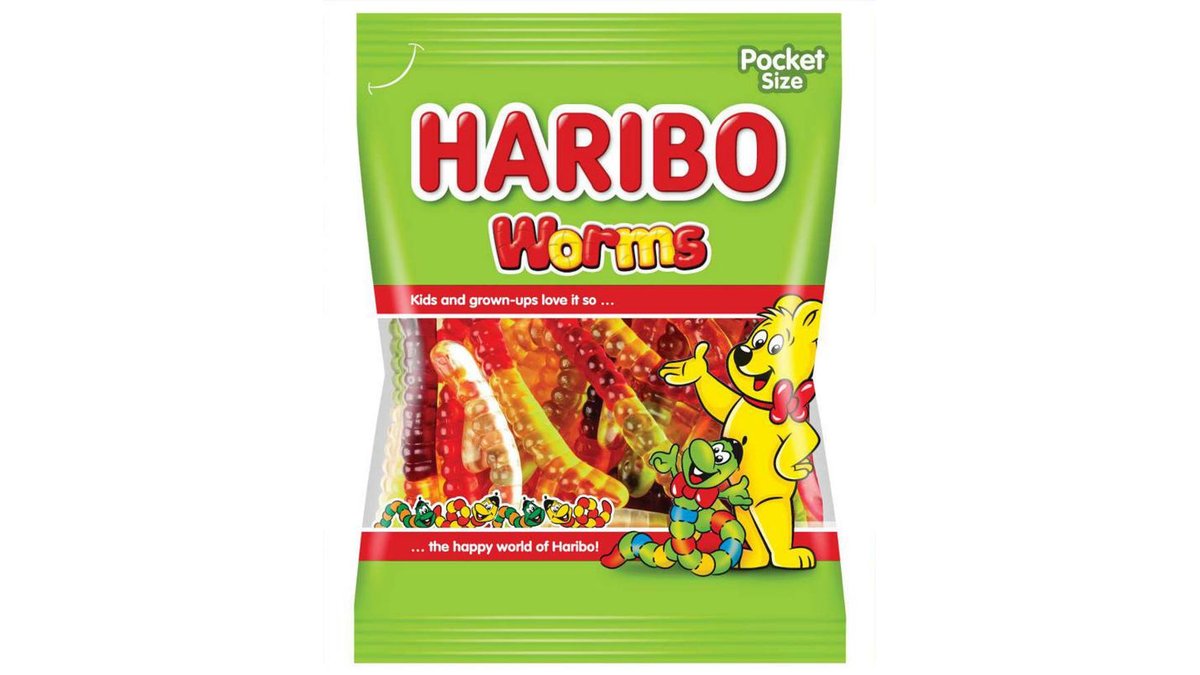 Bonboni Haribo, gumi sadni črvi, 100g | Tuš hipermarket Planet Celje | Wolt
