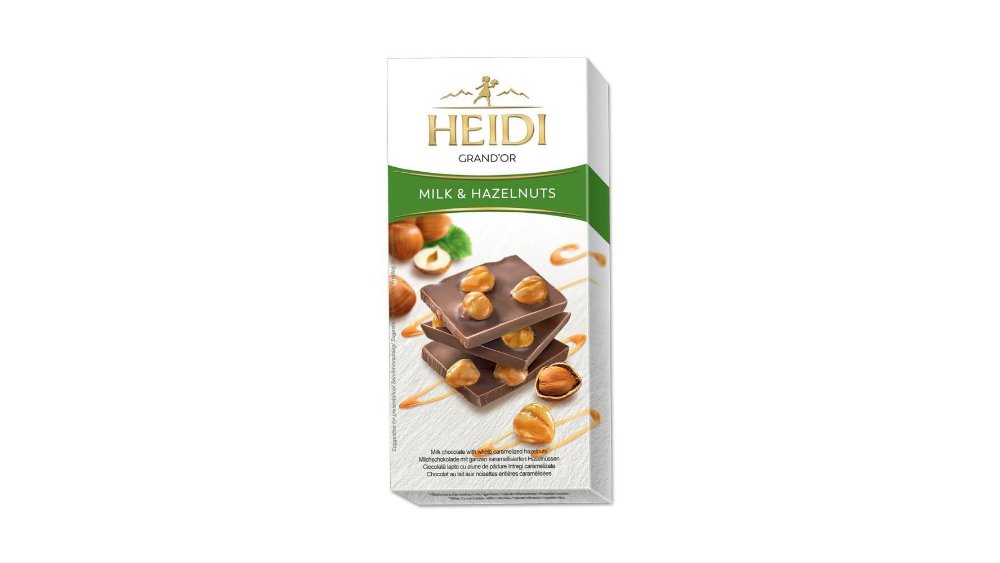 Ciocolata lapte cu alune de padure intregi caramelizate Heidi, 100 g ...