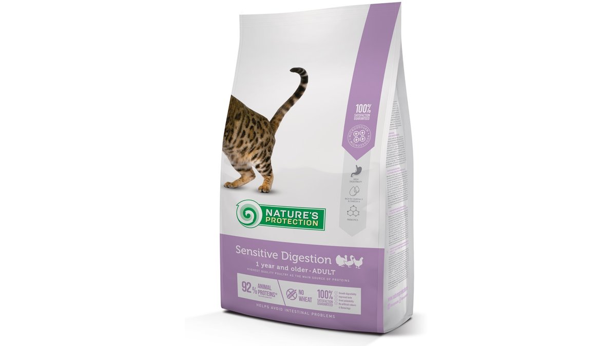 Nature's Protection Sensitive Digestion Poultry 1 year and older Adult cat 2 kg, jautrią ...