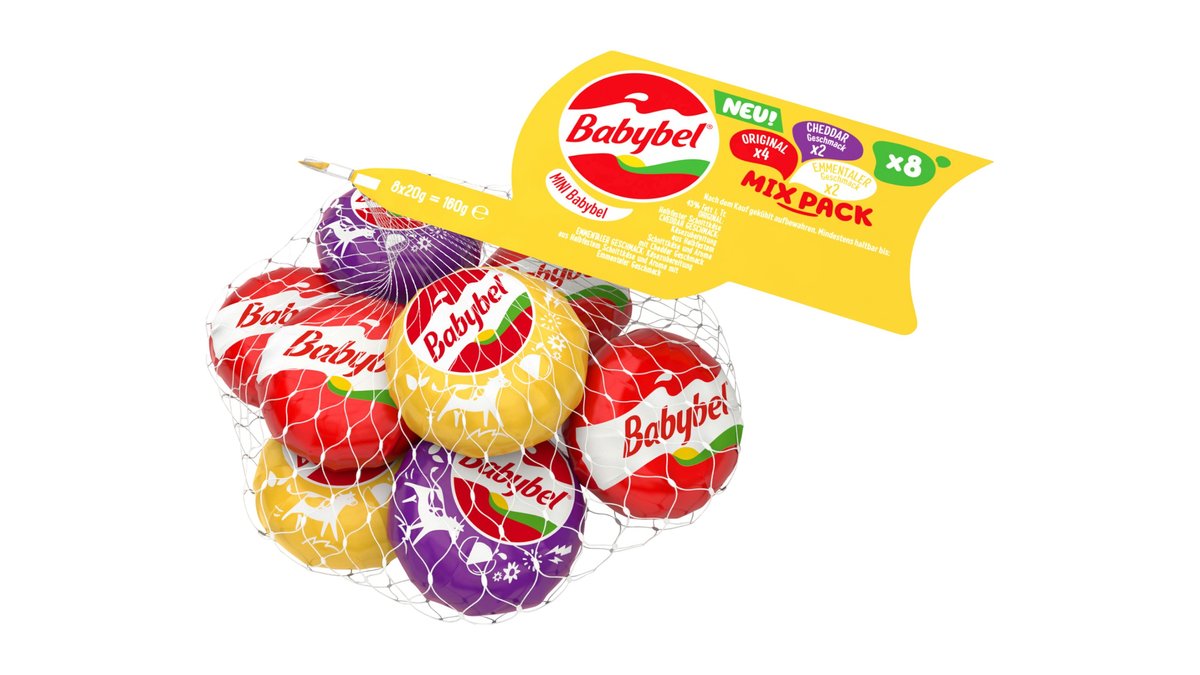 Mini Babybel Mix-Käse-Snack Cheddar- & Emmentaler (8 Stück), 160 g ...