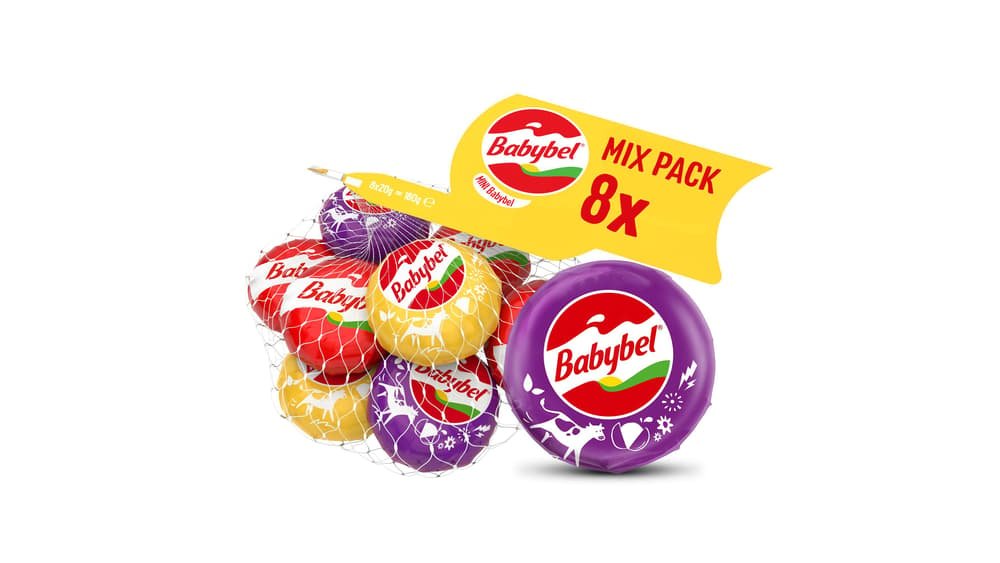 Mini Babybel Mix Netz Schnittkäse, Cheddar & Emmentaler Geschmak - 8er ...