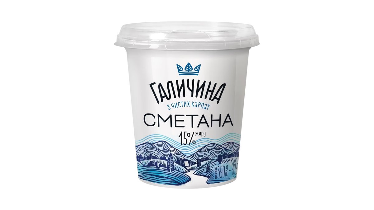 Smetana (Sour Cream) 15% "Galichina" 300g | Berezka Store Modestou ...