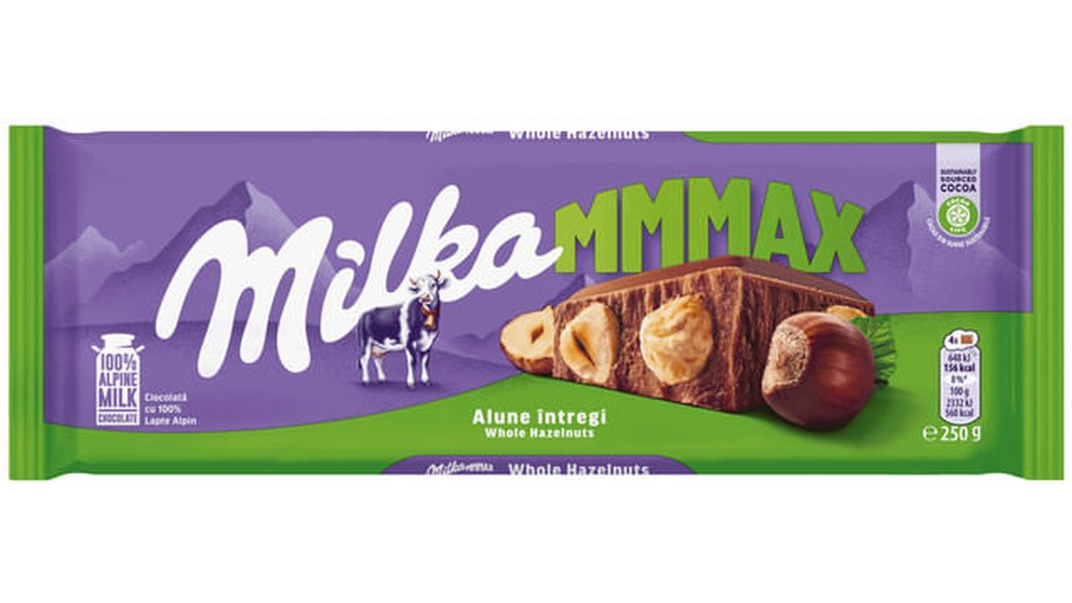 Ciocolata cu lapte si alune intregi Milka MMMAX, 250 g | Auchan ...