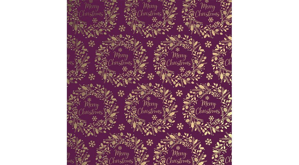🎁 Christmas Rollwrap – Gold Berry Wreath on Plum Design with Bio ...