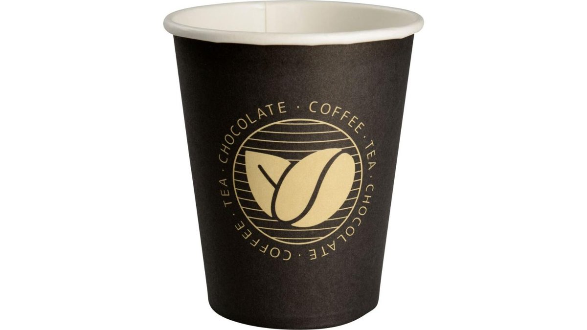 Kaffebæger, ABENA Gastro, Beans, 9,2cm, Ø8cm, 24 cl, sort, pap/PE, 8 oz ...