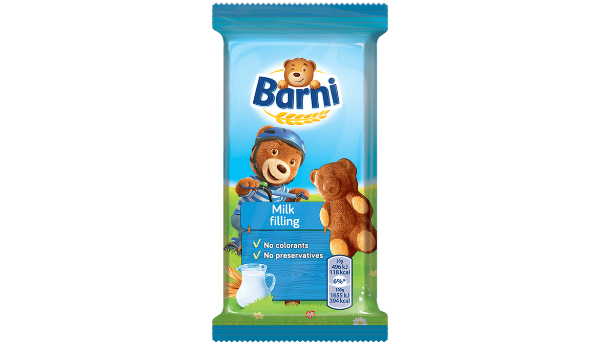 Prajitura cu umplutura cu crema cu ciocolata cu lapte Barni, 30 g ...