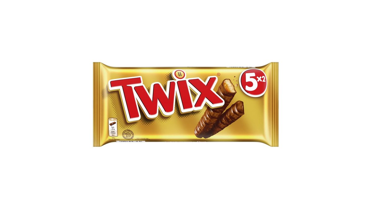 Baton cu biscuite si caramel invelit in ciocolata cu lapte Twix, 5 x 50 ...
