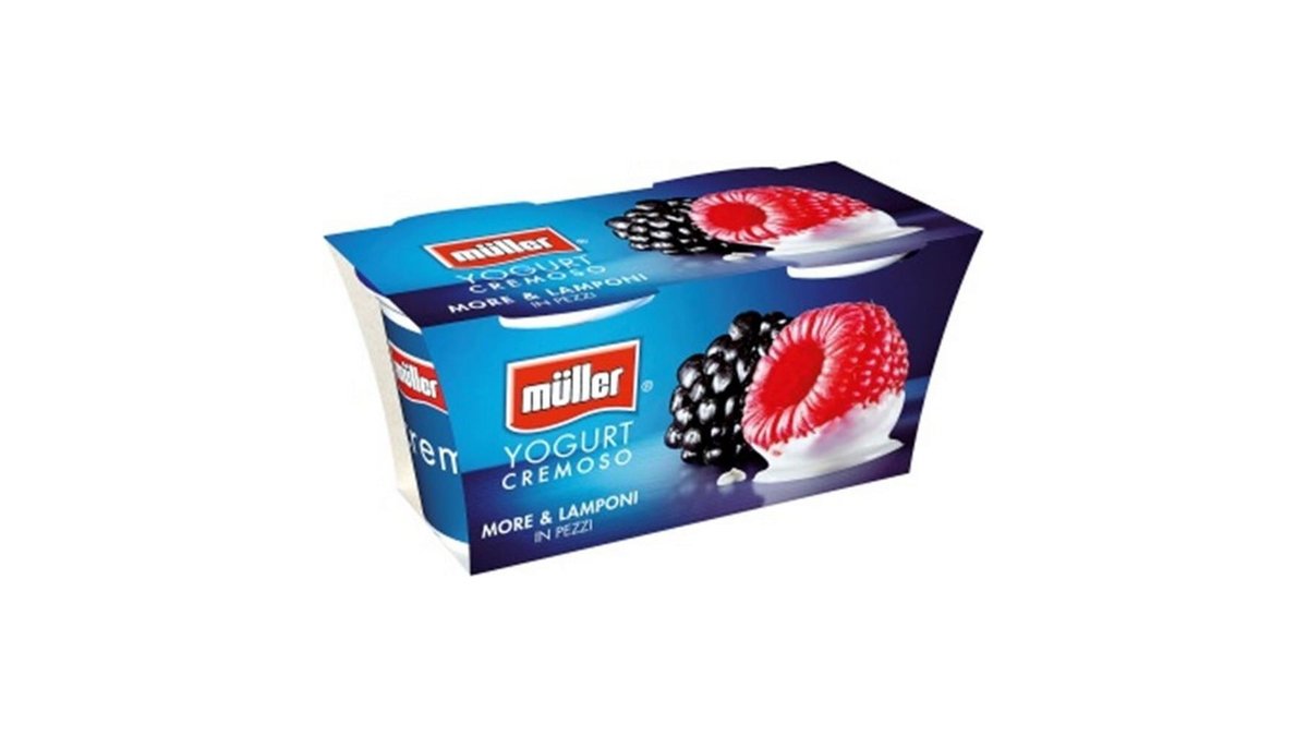 Iaurt cu fructe Muller, mure si zmeura, 2 x 125 g | Auchan - Drumul ...