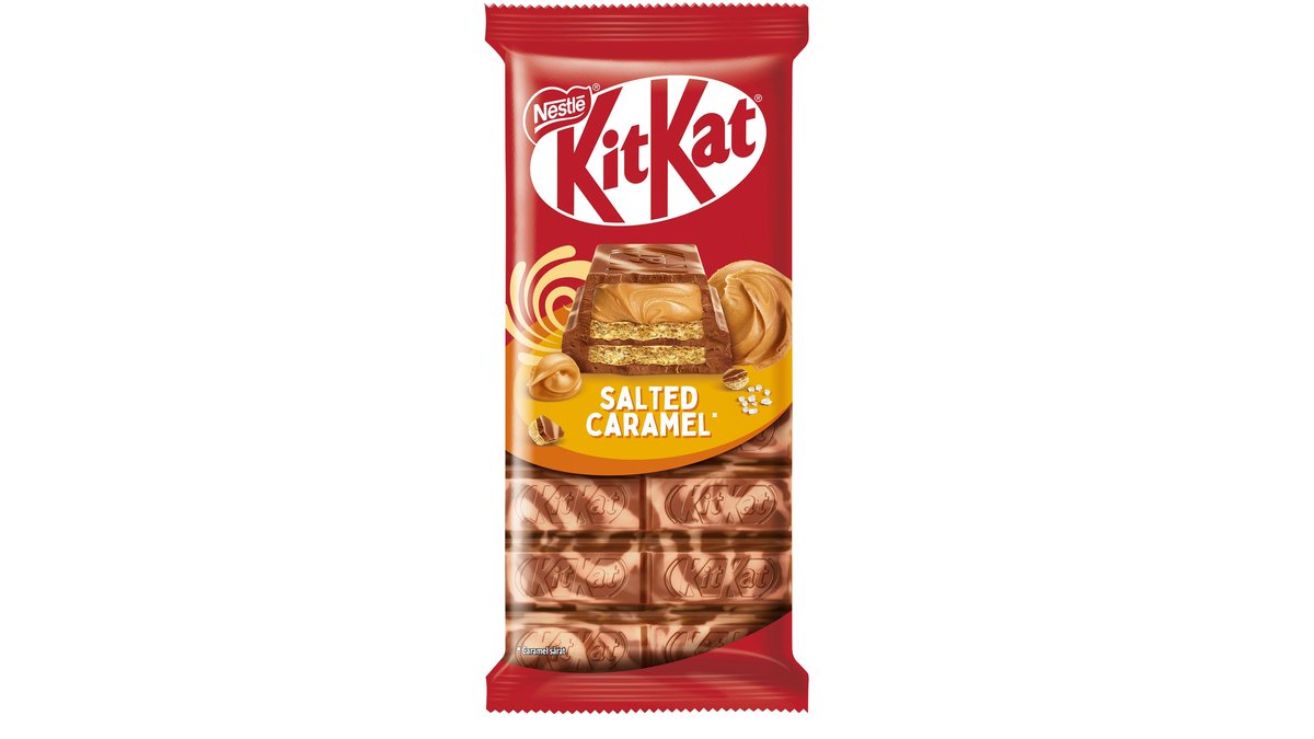 Ciocolata napolitana Kit Kat, crema cu caramel sarat, 99 g | Auchan ...