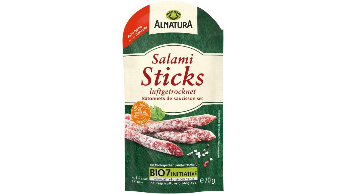 Alnatura Bio-Salami-Sticks luftgetrocknet, 70 g | Wolt Market ...