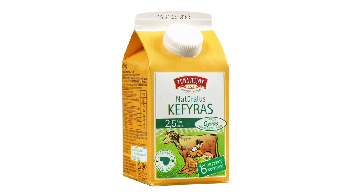 Natūralus ŽEMAITIJOS kefyras, 2,5 % rieb., 500 g | Rimi Hyper (Užupis ...