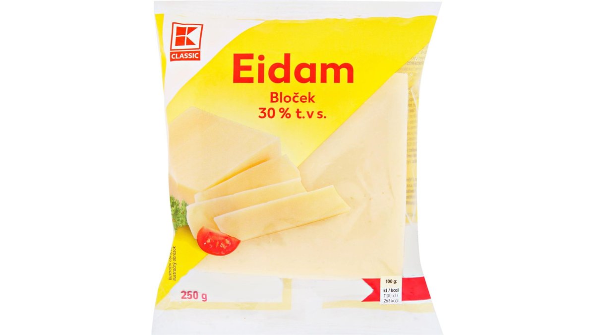 K-Classic Eidam bloček tuk v sušině 30 % 250 g | Kaufland Vypich | Wolt
