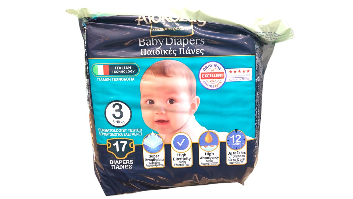 Alokozay Diapers No.3 17Pcs 3-5kg | 4 Ways Market | Wolt