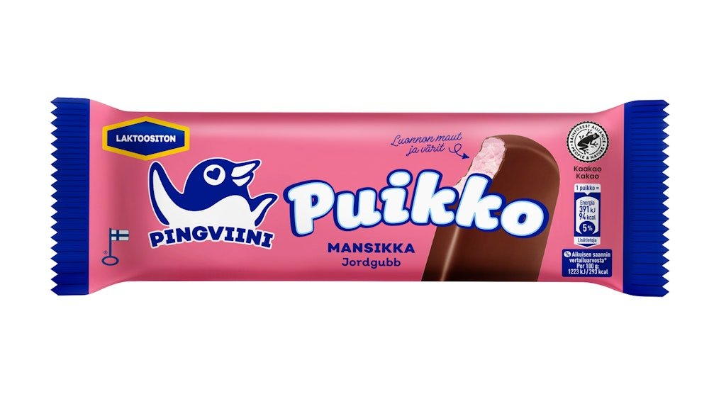 Pingviini Puikko laktoositon kermajäätelöpuikko Mansikka 32g/57ml | K-Market Erottaja | Wolt