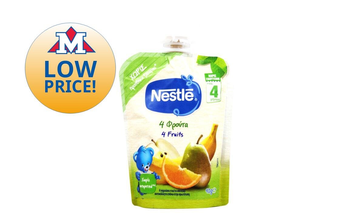Nestle 4 Fruits Pouches 90g | METRO Supermarket Aglantzia | Wolt