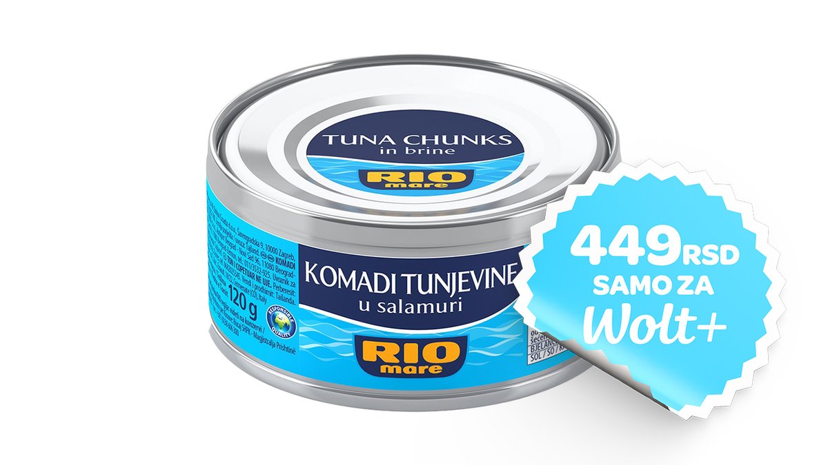 Tunjevina u sopstvenom soku Rio Mare 160g | Wolt Market Dorćol | Wolt
