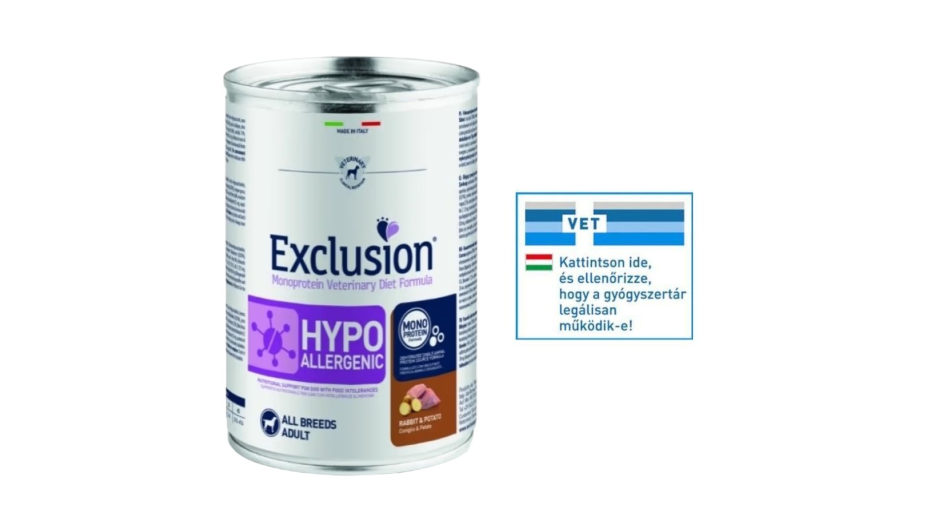 Exclusion Hypoallergenic Rabbit&potato konzerv 400g | Mogyi Állatpatika és Állateledel - Miklós ...