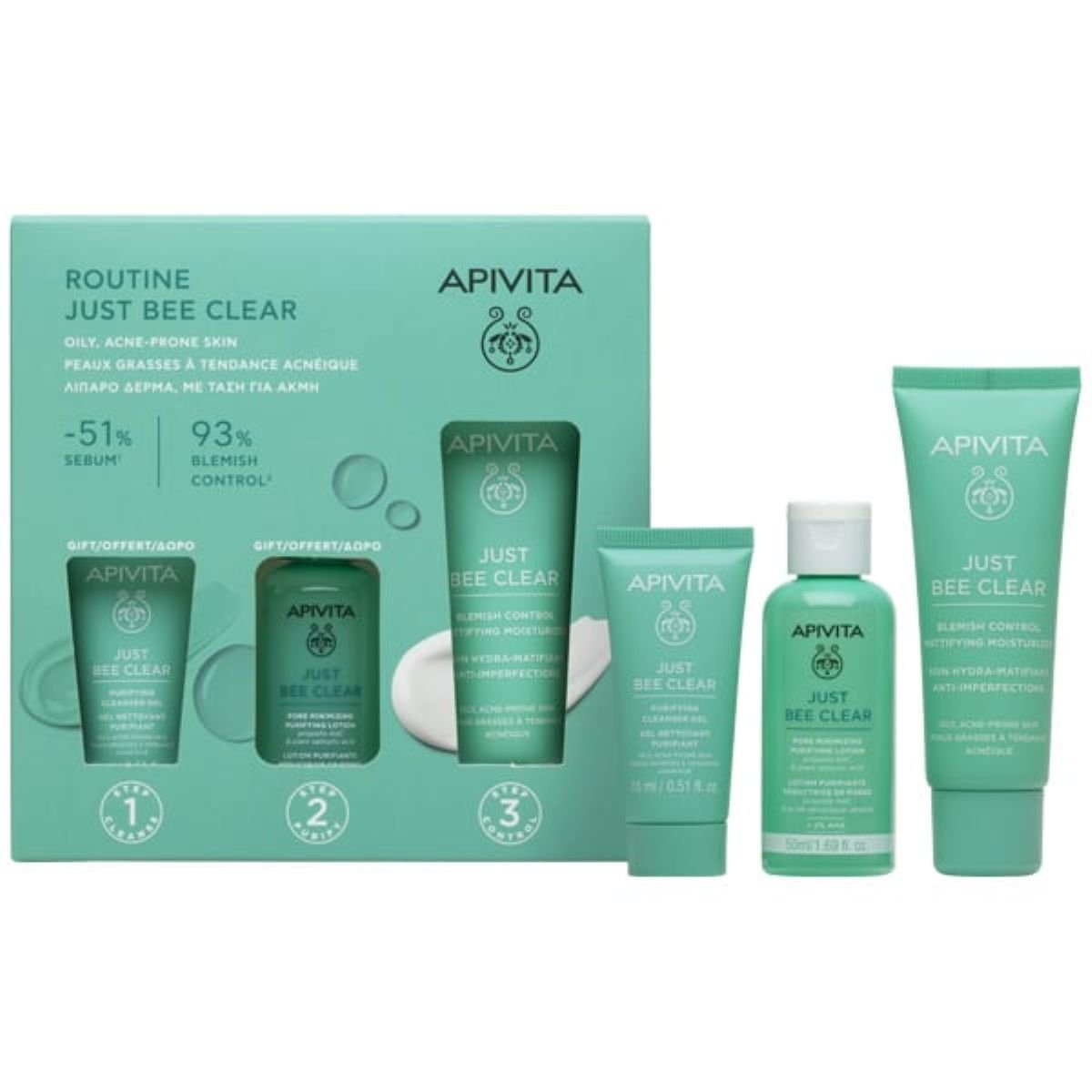 Apivita Just Bee Clear Routine Kit | Epameinonda Pharmacy | Wolt