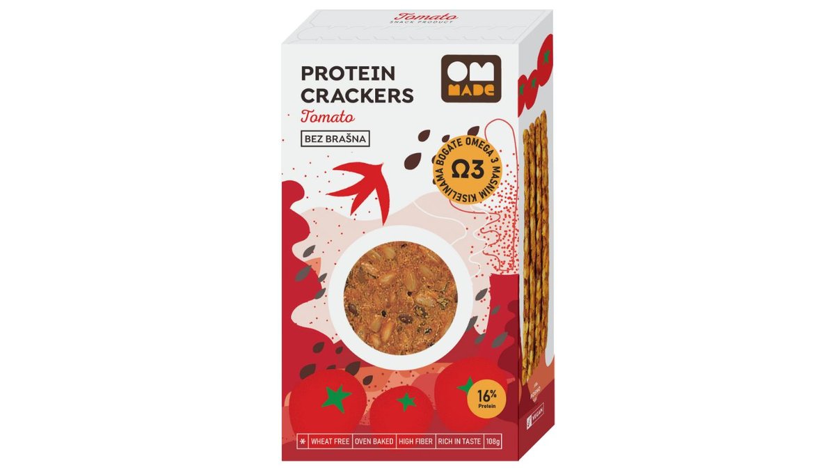 Pločice proteinske bez brašna paradajz OM Made 108g | Wolt Market Voždovac | Wolt