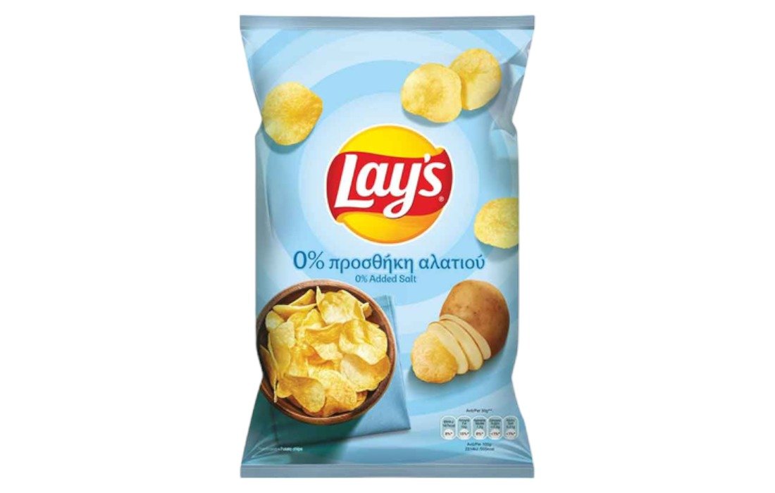 Lays Τσιπς 0% Προσθήκη Αλατιού 130γρ. | Μασούτης Ολυμπιάδος | Wolt