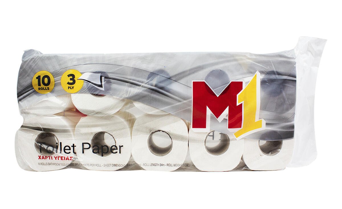 M1 3ply Toilet Paper 9.6x12cm X10 | METRO Supermarket Mouttagiaka | Wolt