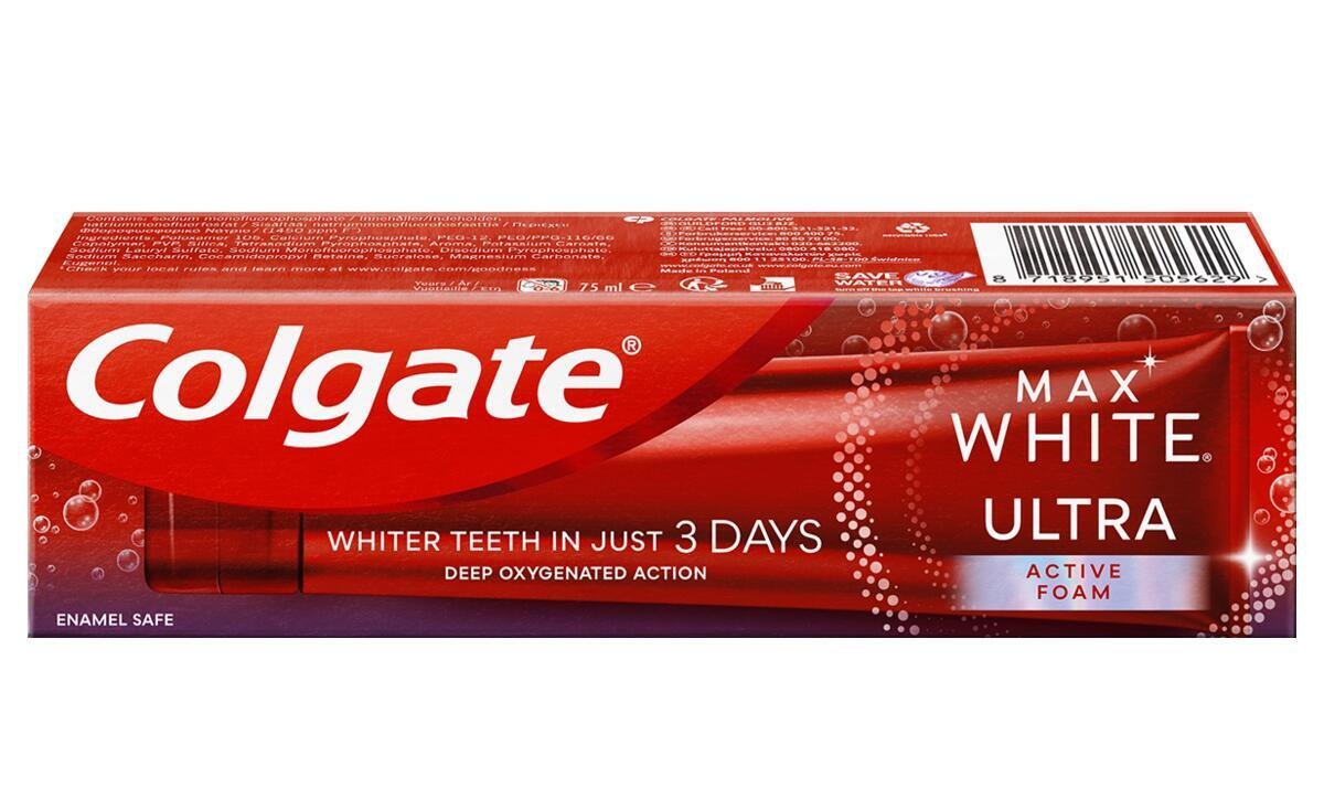 Colgate Toothpaste Maxwhite Ultra Active Foam 75ml | METRO Supermarket ...