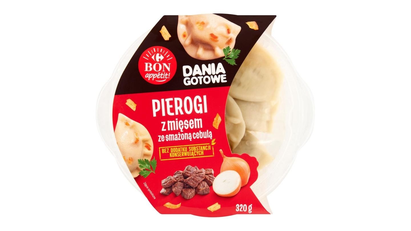 Carrefour Bon appétit! Pierogi z mięsem ze smażoną cebulą 320 g | Carrefour Medweckiego | Wolt