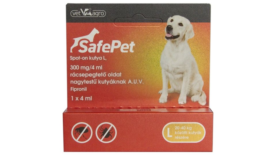SafePet 300 mg/4 ml spot on kutya L 20-40 kg 1x | ALPHAZOO Kecskemét | Wolt