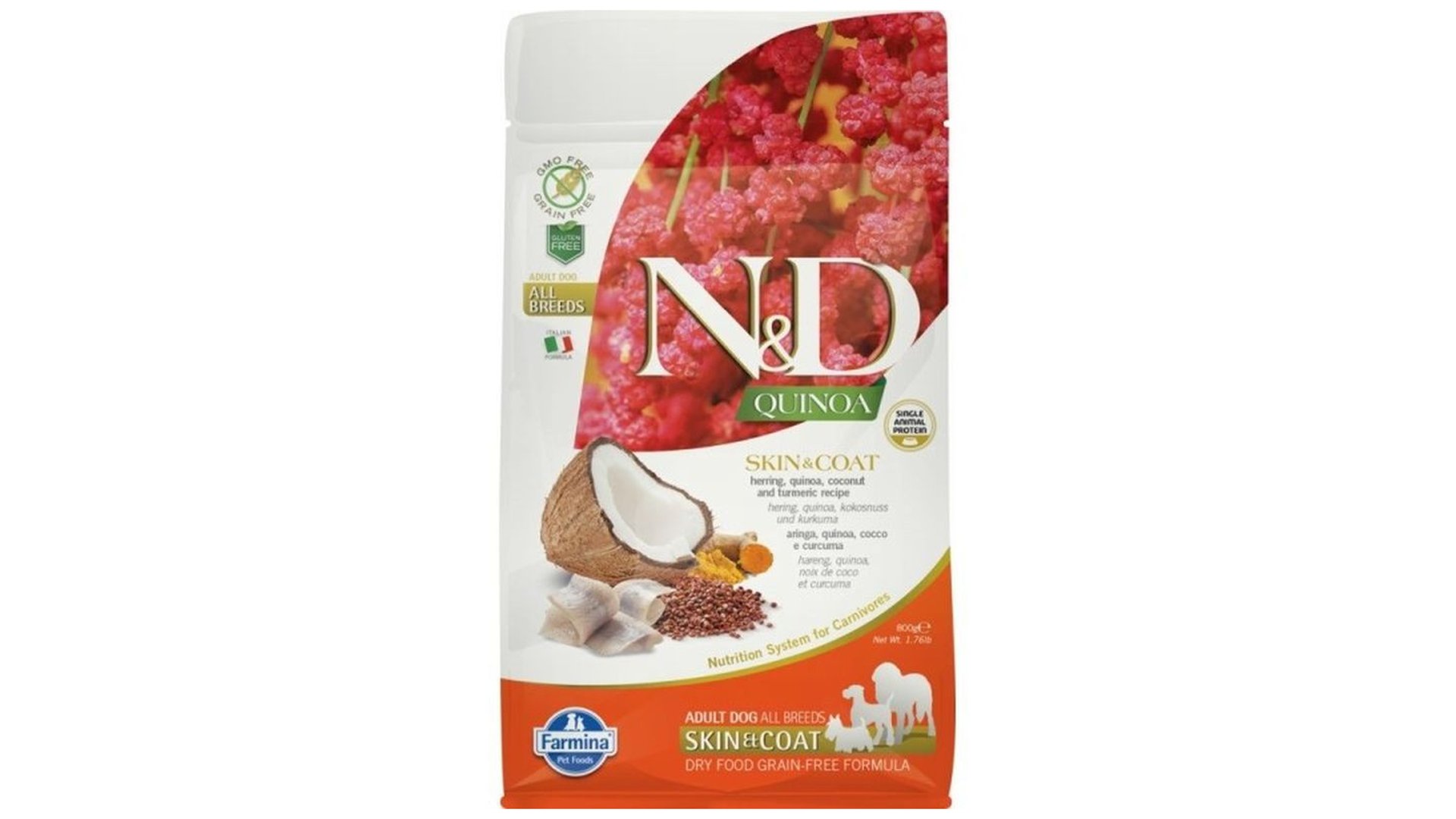 N&D Quinoa Dog Skin & coat hering & coconut adult mini 800g | ALPHAZOO Kecskemét | Wolt
