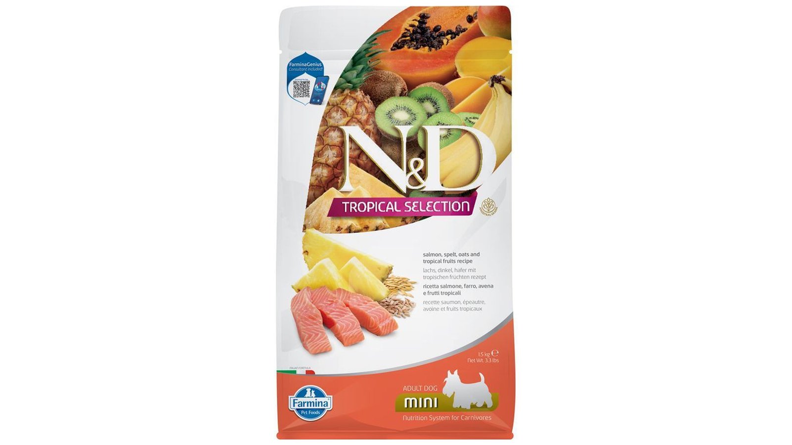 N&D Tropical Selection Dog Salmon Adult Mini 1,5kg | ALPHAZOO Nyugati tér | Wolt