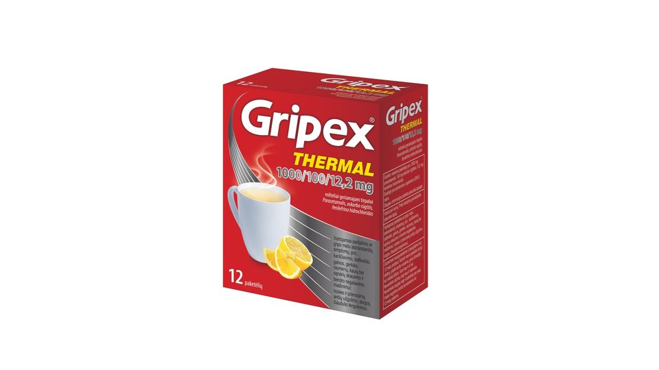 Gripex Thermal 1000 mg/100 mg/12,2 mg milteliai geriamajam tirpalui N12 | BENU vaistinė (K ...