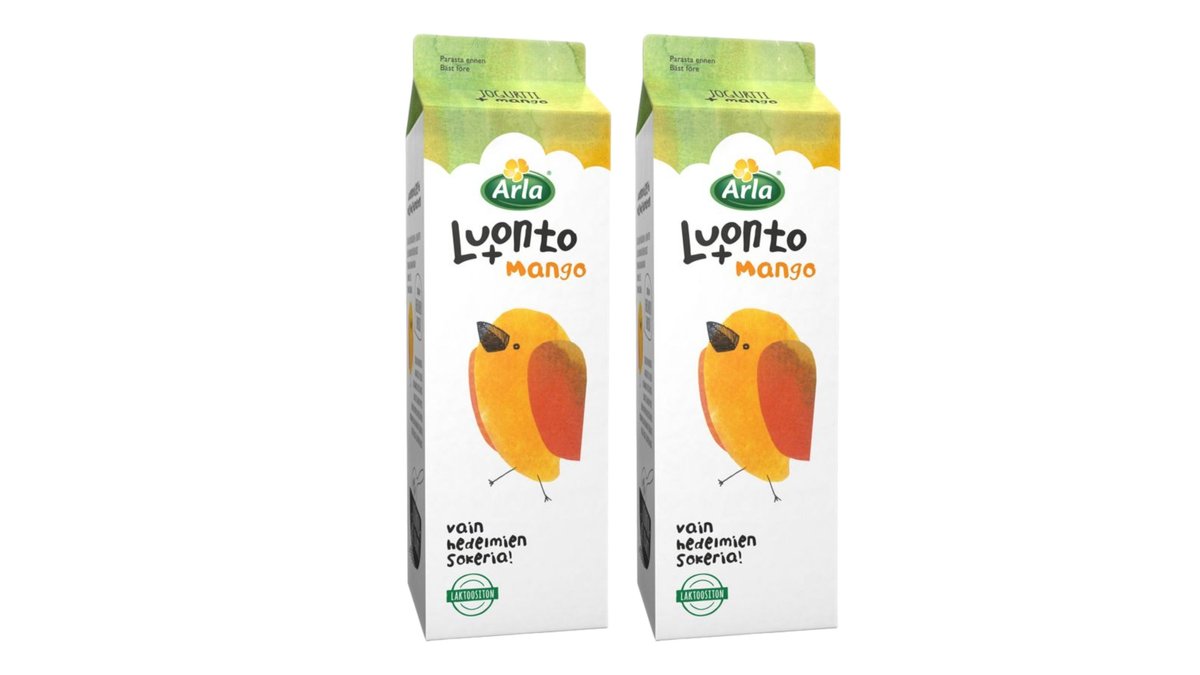 2 x Arla Luonto+ AB mango laktoositon jogurtti 1kg | Wolt Market Niittari | Wolt