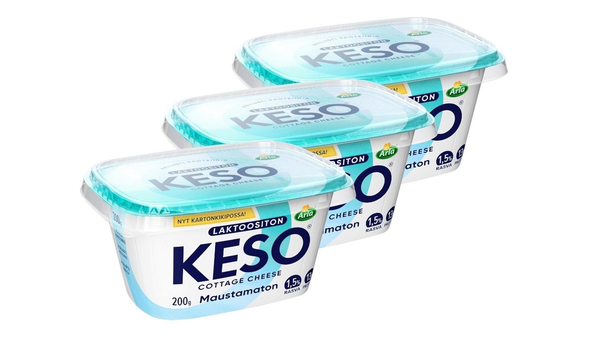 3 x Arla Keso 1,5% laktoositon maustamaton raejuusto 200g | Wolt Market Vaasa | Wolt